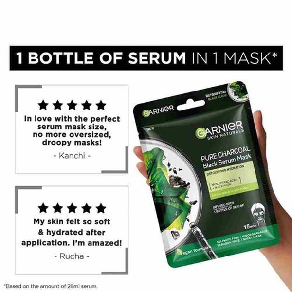 Garnier PURE CHARCOAL Black Serum Mask 28gm – Shajgoj